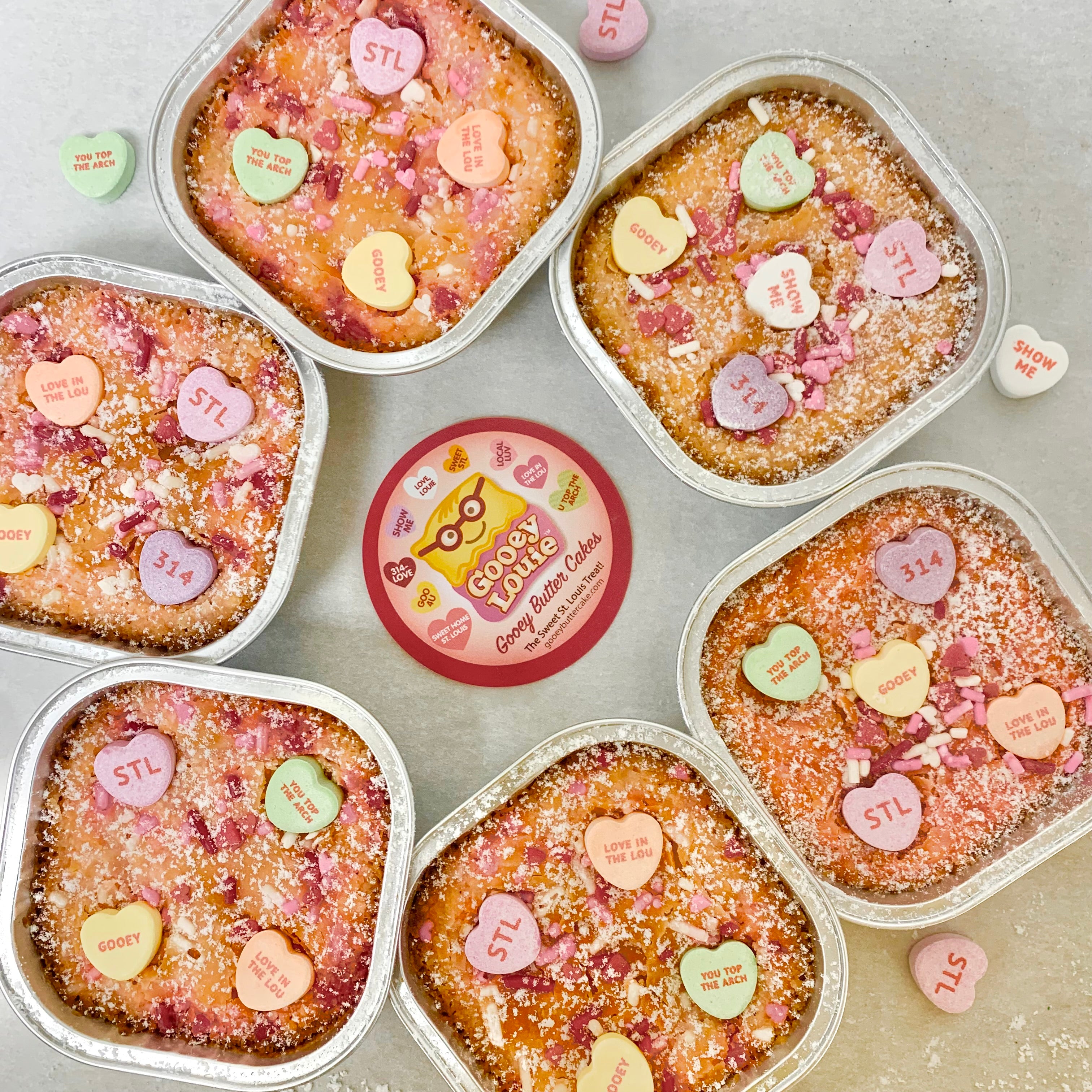STL Conversation Heart Mini Gooey Butter Cakes – Gooey Louie Gooey ...